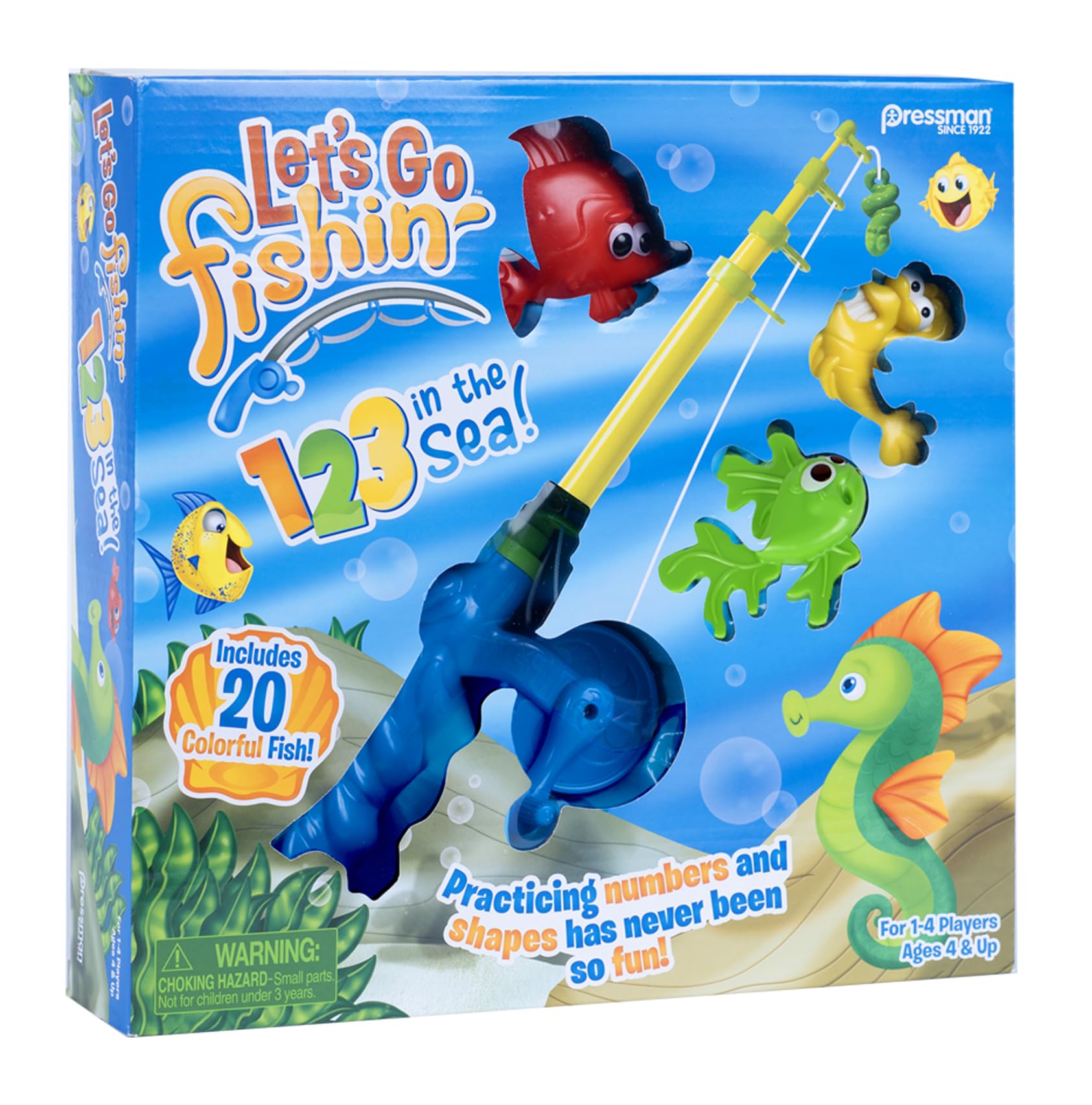Pressman Let’s Go Fishin’ 123 in The Sea! - Practice Counting, Shapes, and Colors Game - Ages 4 and Up, 1-4 Players
