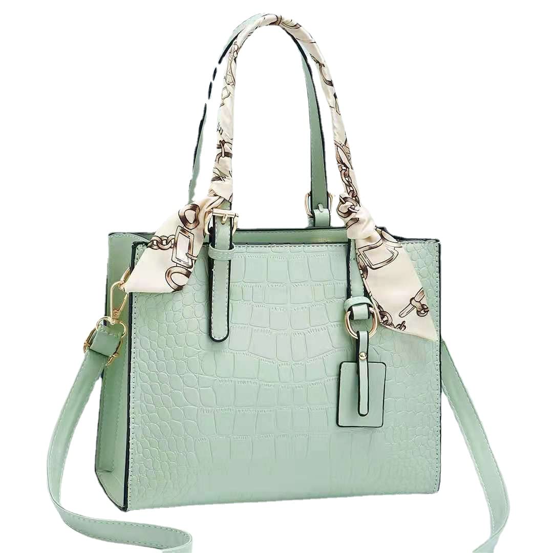 Bag Girl 2022 New Crocodile Pattern Tote Bag Foreign Trade Solid Color Ladies Bag Shoulder Messenger Bag Handbag (?)