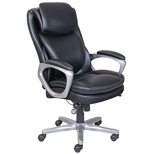 Serta® Smart Layers™ AIR Arlington Executive Chair, Leather, Black/Pewter