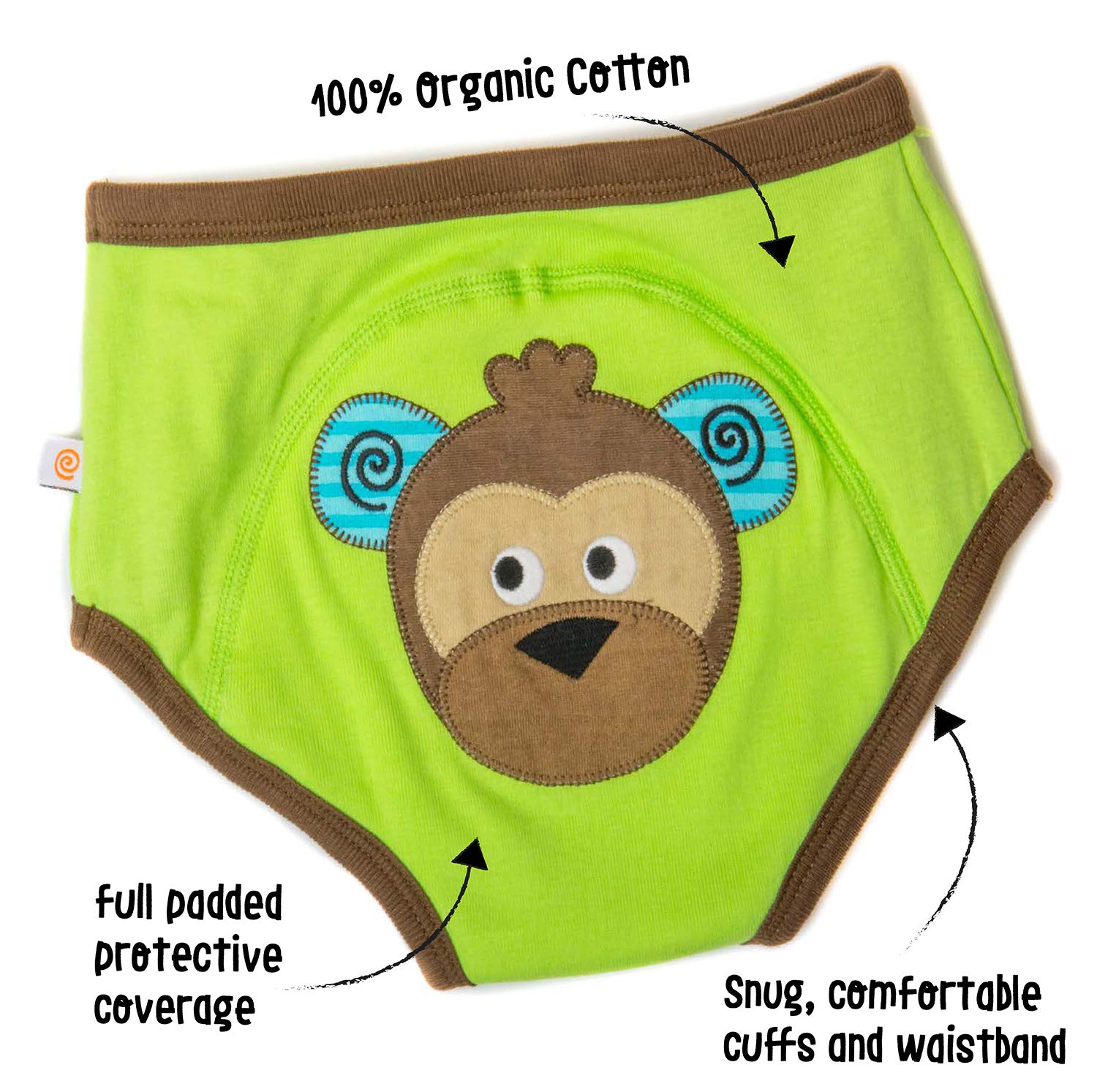 ZOOCCHINI 100% Organic Cotton Potty Training Pant Sets – Boys Ocean Friends, 3-Piece Set, 3-4 Years, Extra Absorbent, Girls and Boys Underwear for Toddlers