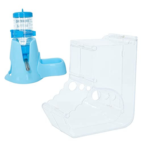Hamster Automatic Feeder Dispenser for Small Animal Rhamster Ferret Bunny Rabbit Pig Hedgehog Bird Feed Pets, Mini Auto Food Feeding Cage Water Bowl for Vacation(1pcs Feeder+1pcs Water Bowl(Blue)