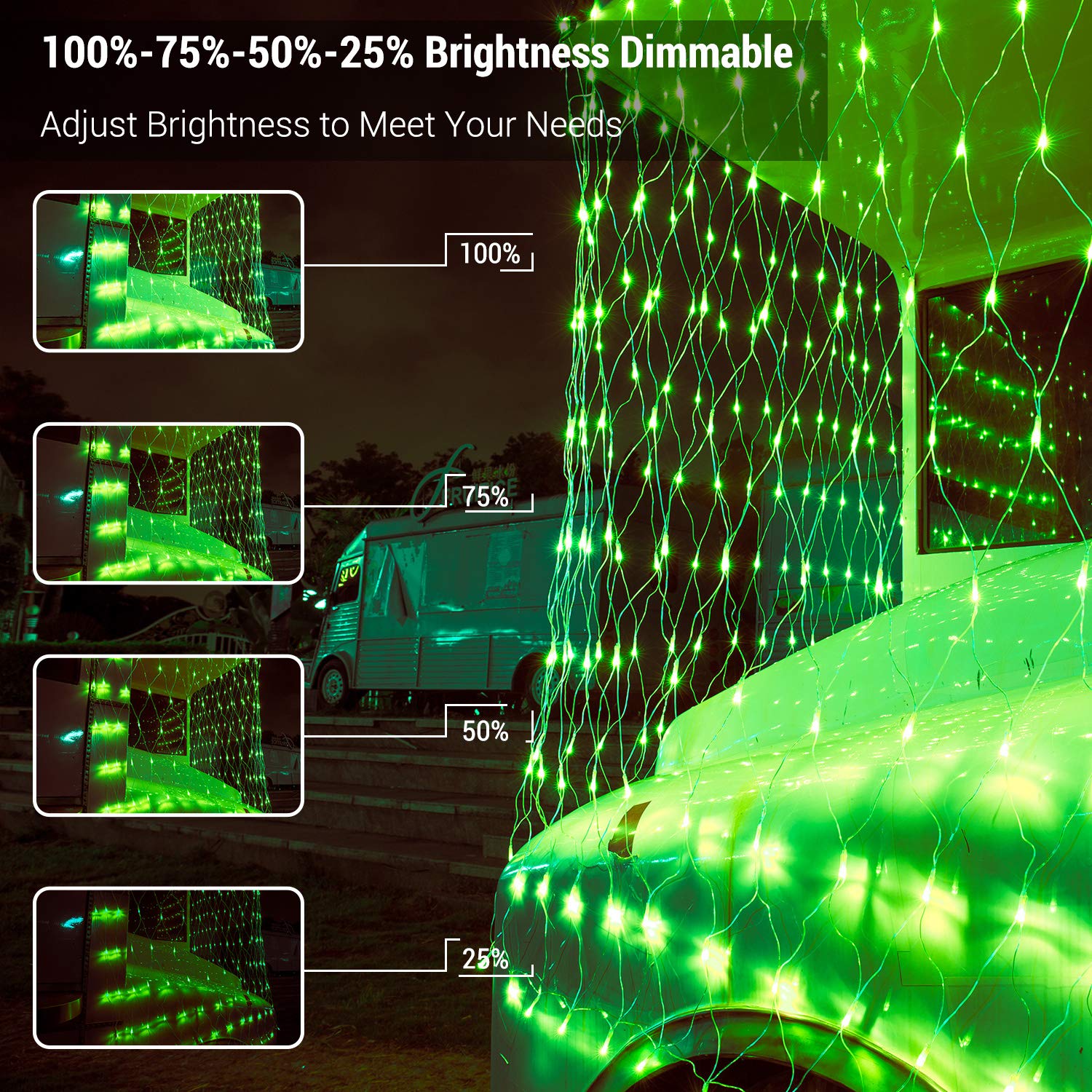 BrizLabs Green Net Lights Outdoor, 11.8ftx 4.9ft 360 LED Christmas Mesh Lights with Remote, 8 Modes Bush Net Sting Lights, Connectable Plugin Halloween Net Lights for Xmas St Patrick’s Day Tree Garden