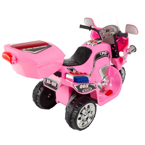 Lil' Rider Electric Motorcycle for Kids – 3-Wheel Battery Powered Motorbike for Kids Ages 3-6 – Fun Decals- Reverse- and Headlights (Pink), Large