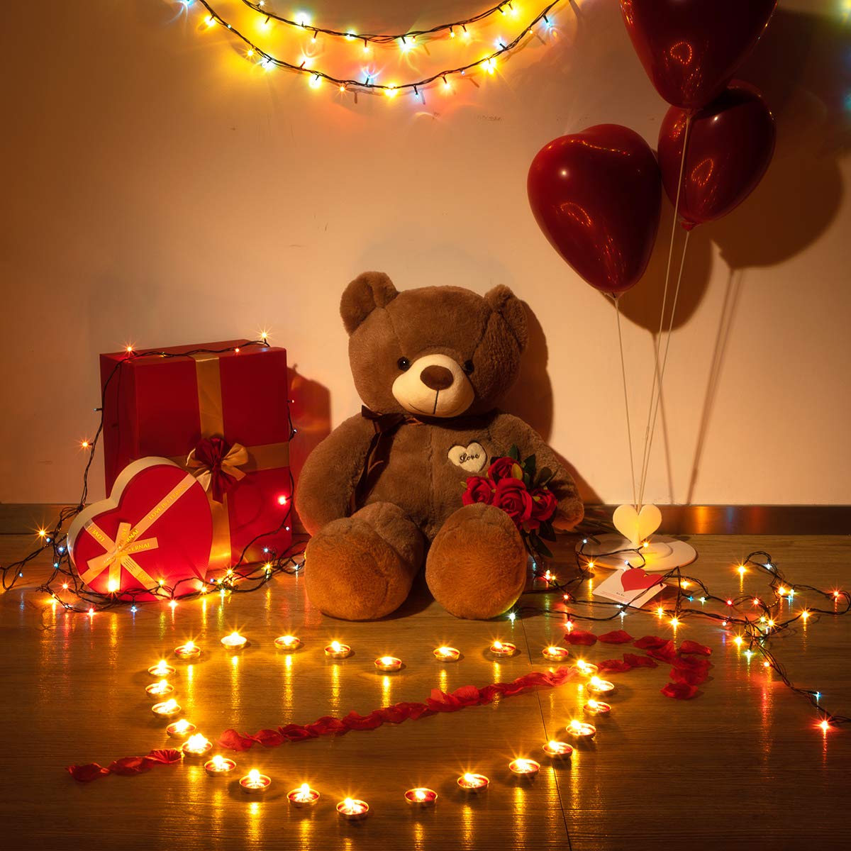 iBonny Teddy Bear Stuffed Animals Super Soft and Sweet Love Plush Bear Toy 32" Chocolate
