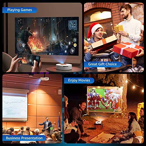 Outdoor Projector, Native 1080P Projector with WiFi and Bluetooth, 500ANSI Mini Projector 4K Support for Outdoor Movies, Max 500β Display, Compatible with Smartphone, Laptop, TV Stick, PS5, HDMI, USB