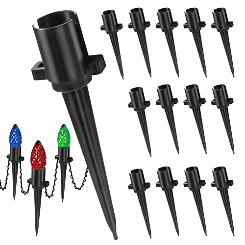 Dazzle Bright 5.5 Inch 50 Pack Christmas Light C9 Stakes + 50 LED 24.5 FT C9 Christmas String Lights