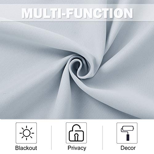 NICETOWN Greyish White Room Darkening Valances - Energy Efficient Kitchen Grommet-Top Kitchen Curtain Panels for Short Windows (2-Pack, W42 x L18 + 1.2 inches Header, Platinum-Greyish White)