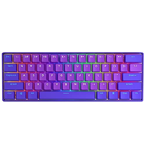 BOYI 61 Mini Mechanical Keyboard,60% Mini RGB PBT Keycap Cherry MX Switch Compact RGB Mechanical Gaming Keyboard (Purple Color,Cherry MX Silent Red Switch)