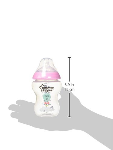Tommee Tippee Closer to Nature Baby Bottles, Pink | Slow Flow Breast-Like Nipple with Anti-Colic Valve (9oz, 2 Count)