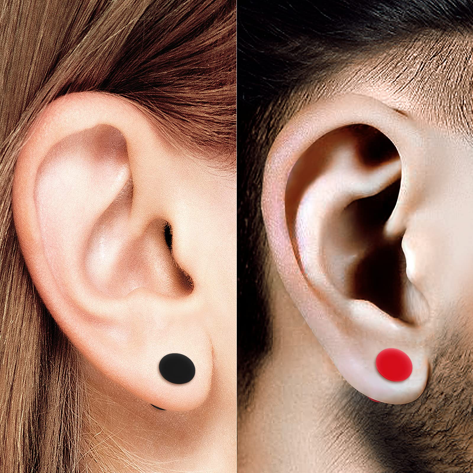 BIG GAUGES 2 Pairs Silicone 3/4 Inch Gauge 20mm Black Red Double Flared Saddle Piercing Ear Flesh Tunnel Earring Stretcher Plugs BG3968