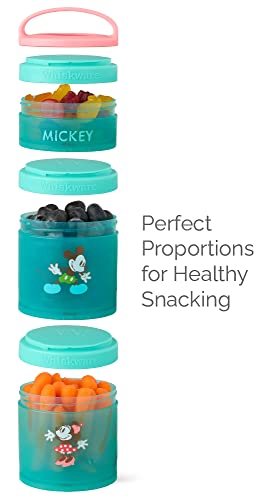 Whiskware Disney Stackable Snack Containers for Kids and Toddlers, 3 Stackable Snack Cups for School and Travel, Mickey and Minnie