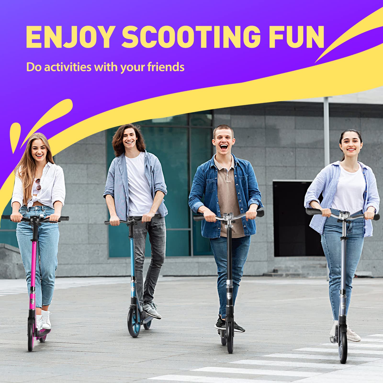 Beleev V5 Scooters for Kids 8 Years and Up, Foldable Kick Scooter 2 Wheel, Quick-Release Folding System, Shock Absorption Mechanism, Large 200mm Wheels Sports Scooters for Adults and Teens (Navy Blue)