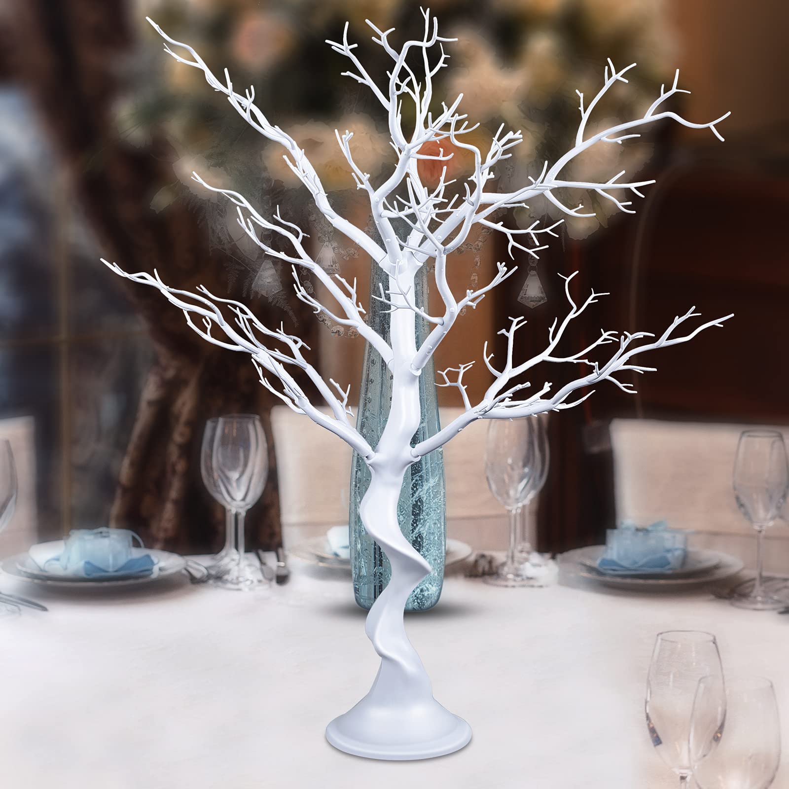 Jetec Christmas Tree Branch Removable Artificial Tree Centerpiece Manzanita Tree Decorative Branch for Christmas Party Home Garden Indoor Outdoor Decoration, 30 Inch in Height(White)