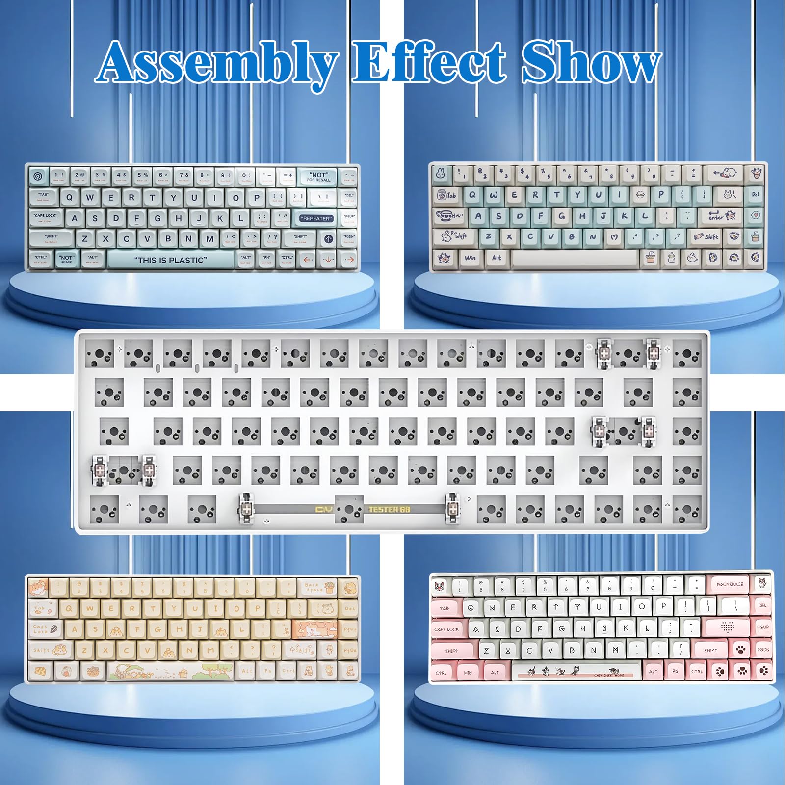 ZMX CIY68 Keyboard Kit,Hot Swappable 65% Mechanical Keyboard Wireless Bluetooth 5.0/2.4G Dual Mode Kit with ABS Shell Metal Positioning Plate Sound Insulation Mat for Windows/Android (White)