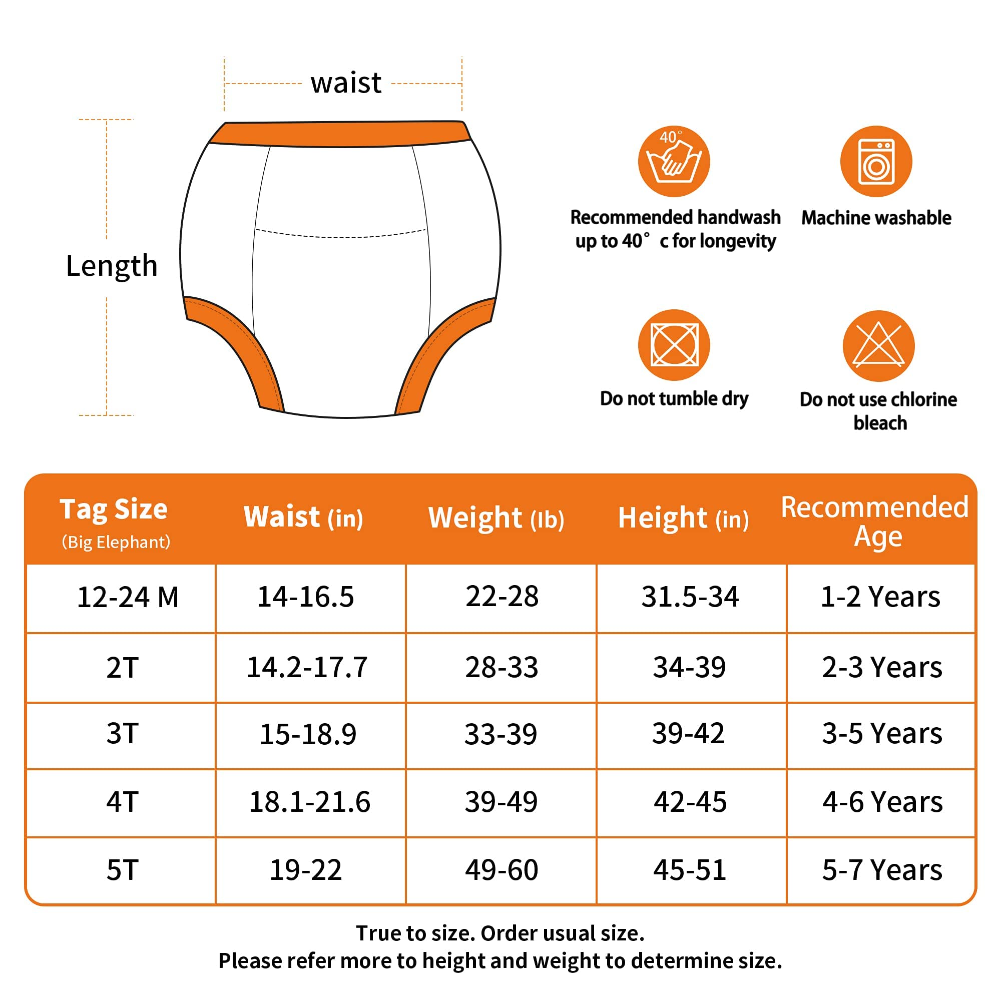 BIG ELEPHANT Baby Potty Training Pants, Ultra Wide Pee-Proof Side Wing Underpants 6 Pack, 12-24 Months
