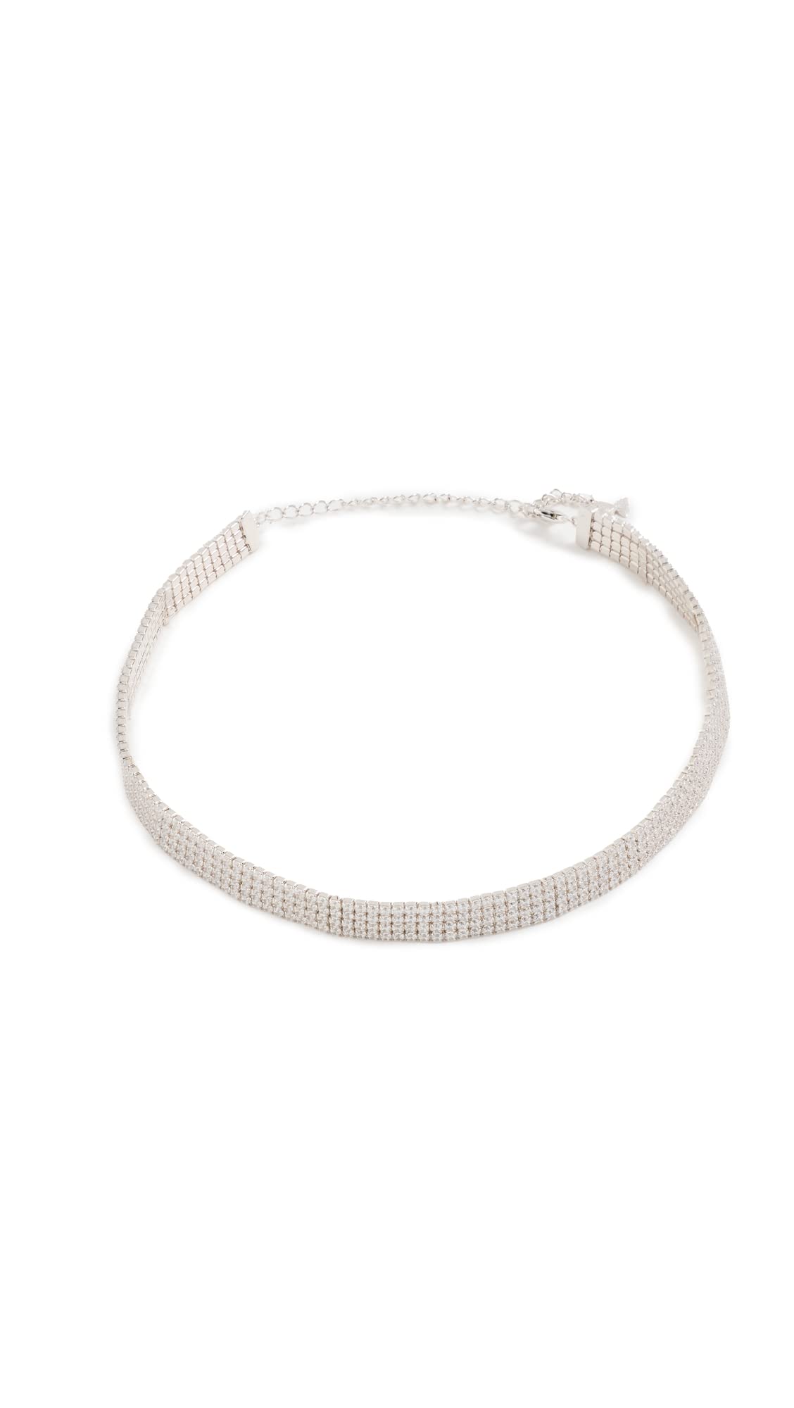 By Adina Eden Women's Four Row Bling Tennis Choker, Silver, One Size