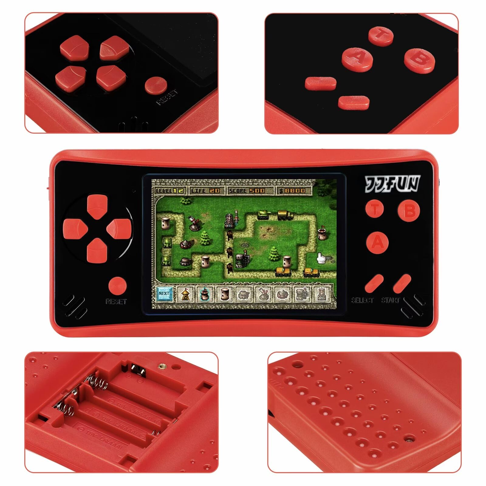 HigoKids Electronic Handheld Games for Kids 3.2" Large Screen Built-in 218 Classic Retro Video Games USB Rechargeable Arcade Gaming Player System Best Road Trip Partner for Boys(Red)