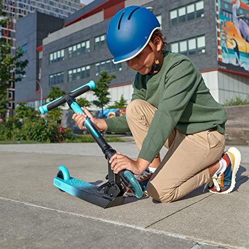 Jetson Scooters - Juno Kick Scooter (Blue) - Collapsible Portable Kids Push Scooter - Lightweight Folding Design with High Visibility RGB Light Up LEDs on Stem and Wheels