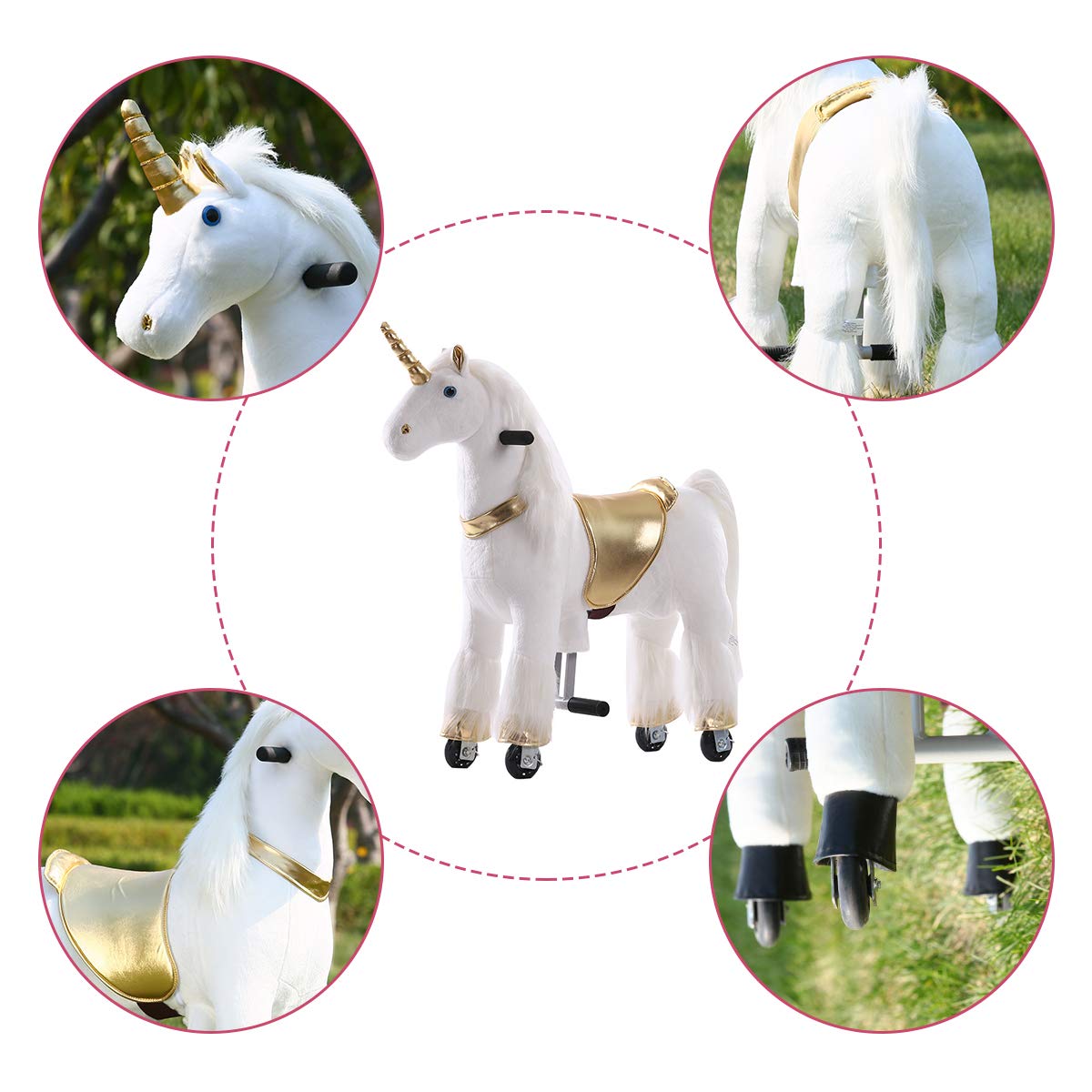 Gidygo Kids Ride on Walking Unicorn Rocking Horse Riding Toy for Children for 3-6 Years Old