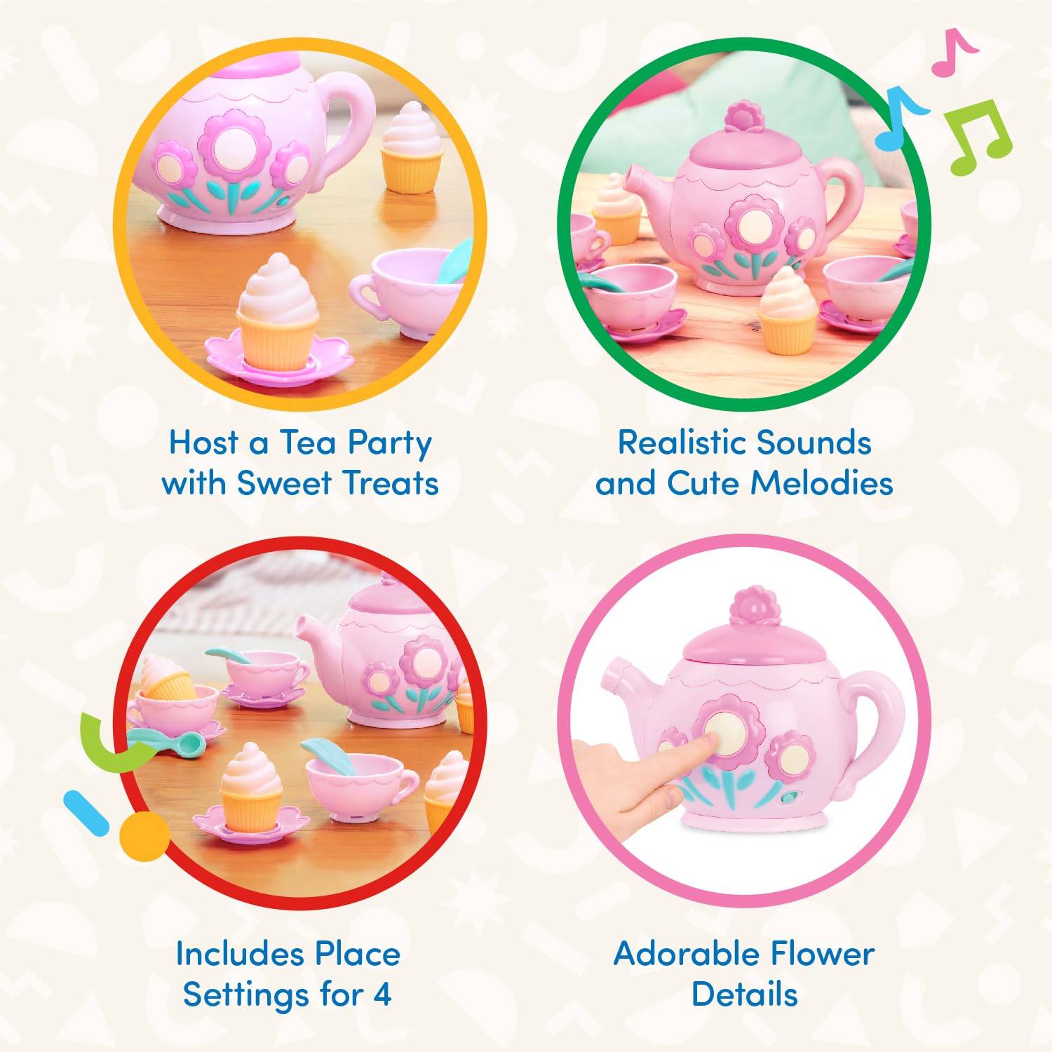 Battat- Play Circle- Singing Teapot β Toy Food β Pretend Play- Kitchen Set β 3 years + (17 Pcs)
