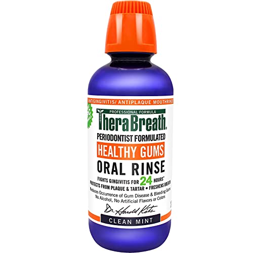 TheraBreath Healthy Gums Periodontist Formulated 24-Hour Oral Rinse with CPC, Clean Mint, 16 Fl Oz (Pack of 2)