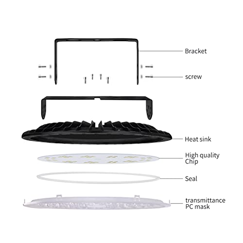 COAECJ LED High Bay Light 300W, LED Warehouse Light, Bright Energy Saving, IP65 Waterproof Instant Lighting, Bay Light for for Warehouse, Garage, Basement, Exhibition Hall