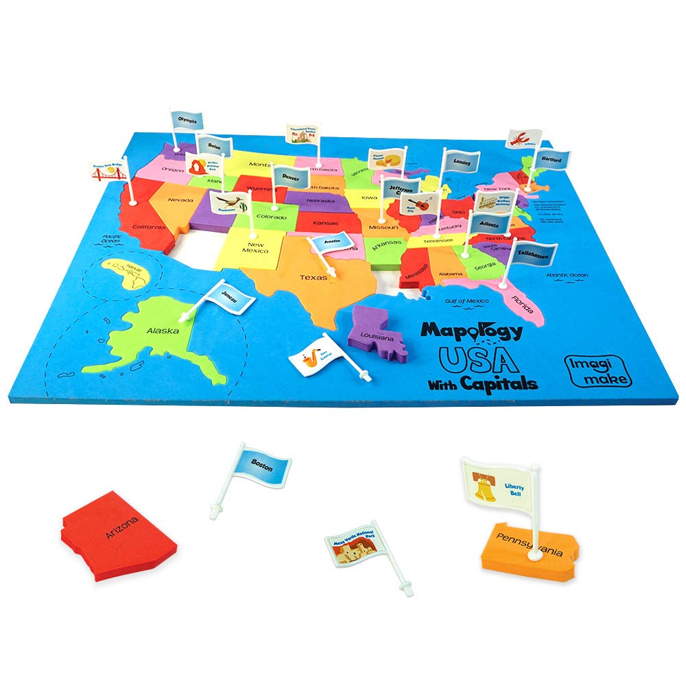 Imagimake Mapology USA Map with Capitals | Learning States and Capitals | US Geography Toys for Ages 5-7 | Jigsaw Puzzles for Kids Ages 8-10 Years | Educational Toys for Ages 8-13