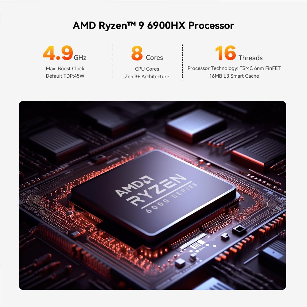 Beelink GTR7 Mini PC, AMD Ryzen 9 7940HS (8C/16T, up to 5.2GHz), Mini Computer 32GB DDR5 1TB PCIe4.0 NVMe SSD, Desktop Computer 4K 120Hz UHD Quad Display HDMI+DP+Dual USB4 WiFi6/BT5.2/Gaming/Office