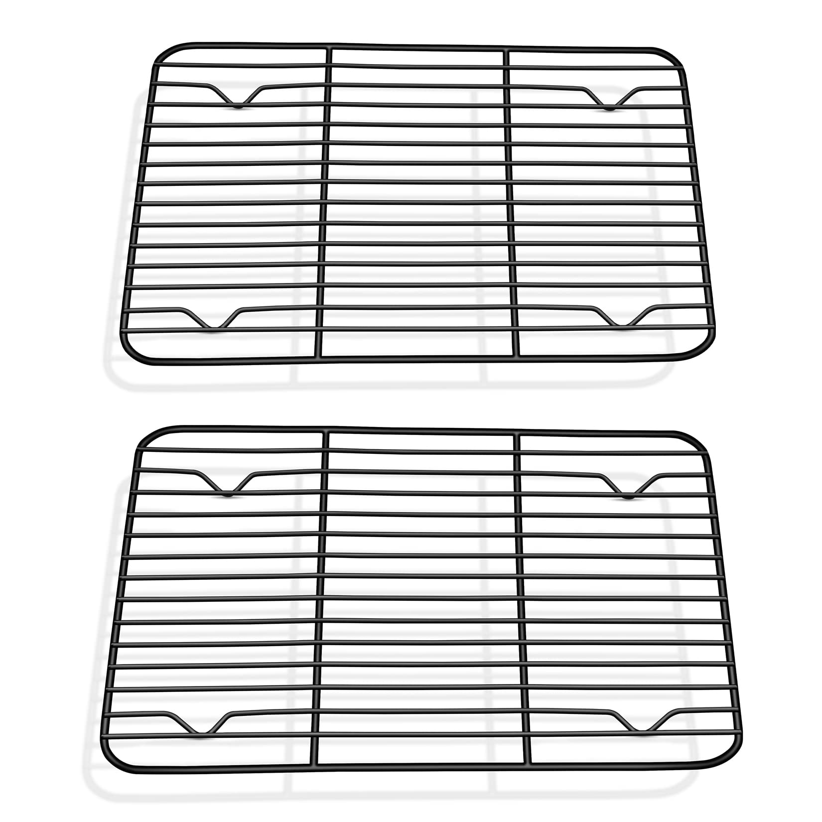 Cooling Rack Set of 2, P&P CHEF Non-stick Small Baking Racks for Cooking Grilling, 2 Pack 9.7” x 7.3” Drying Rack, Fit in Mini Toaster Oven, Stainless Steel Core & Dense Lines, Easy to Clean