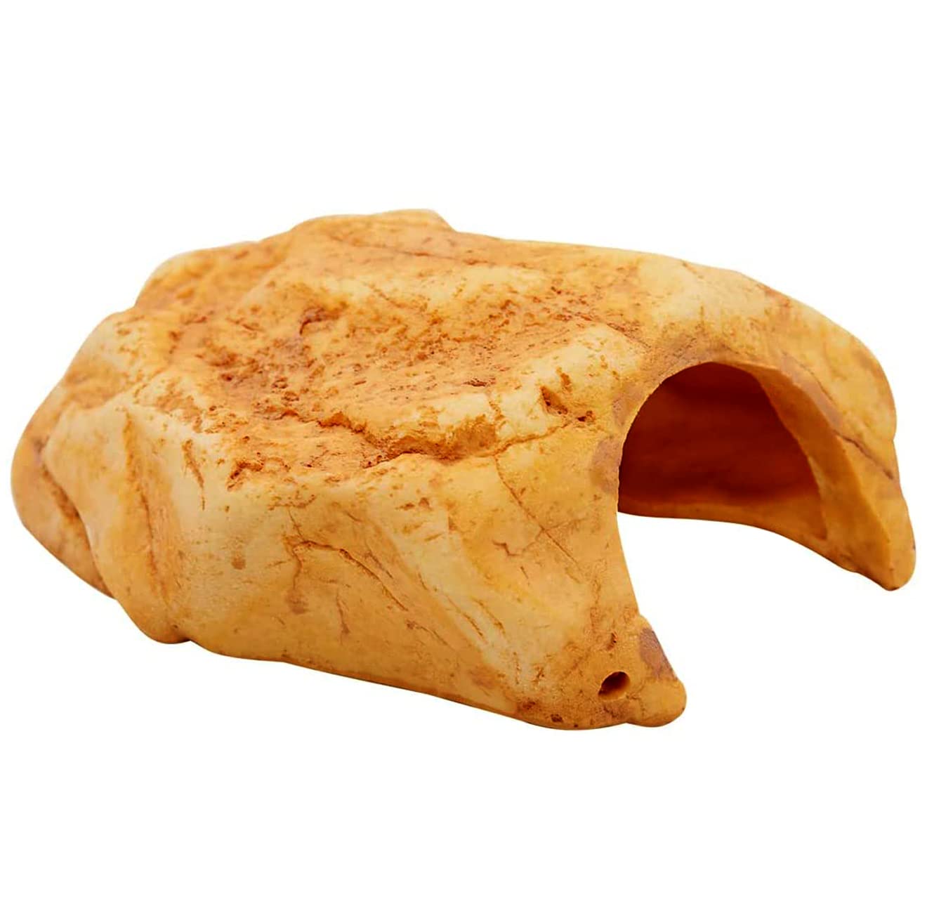 Aufeeky Reptile Rock Hide Cave, Reptiles Hides and Caves for Snake, Ball Python, Geckos, Lizard, Turtle, High Simulation Yellow Wax Stone (Small)
