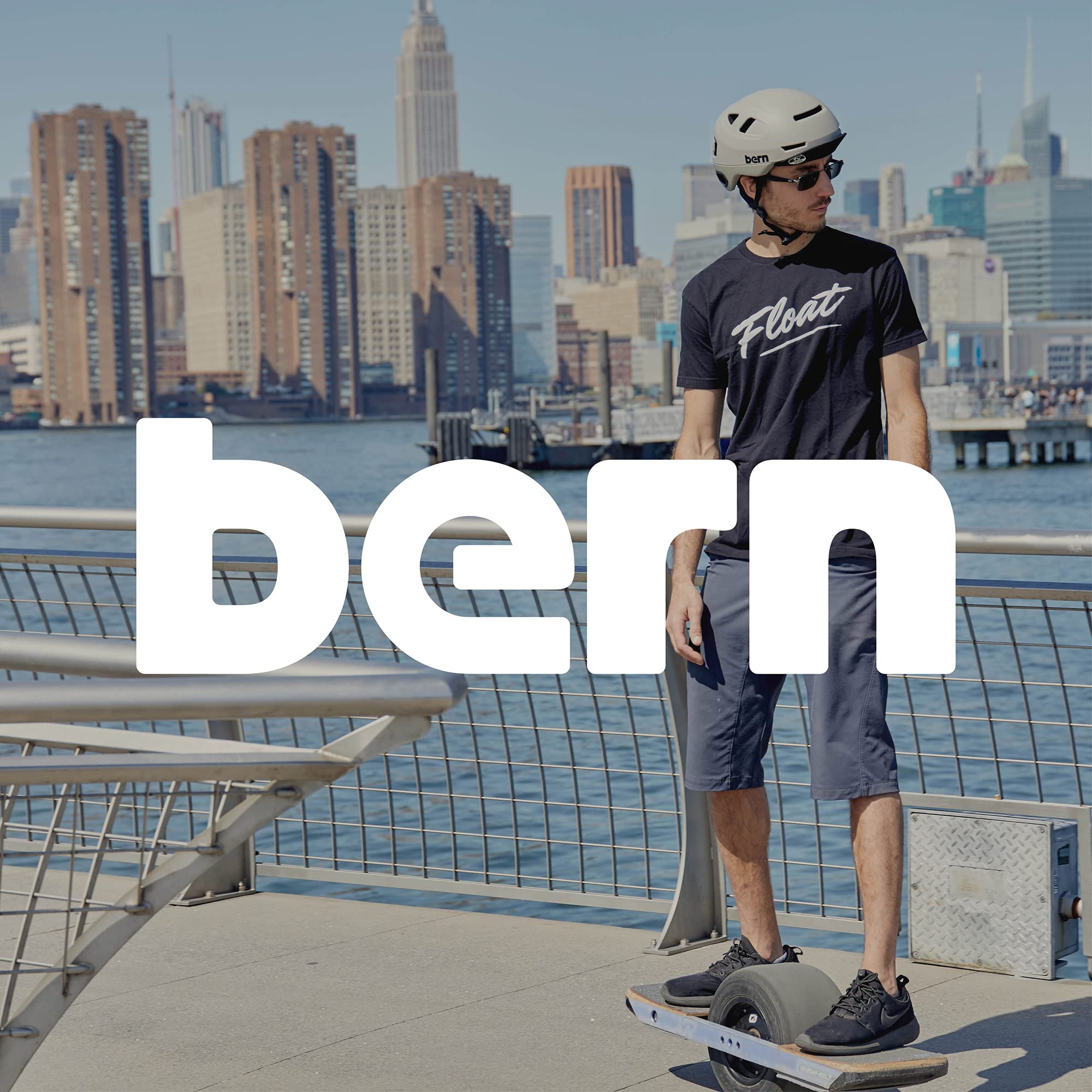 Bern Hudson Commuter Bike Helmet with MIPS, Rated for E-Bike, Integrated LED Rear Light and U-Lock Compatibility, Matte Navy, Large