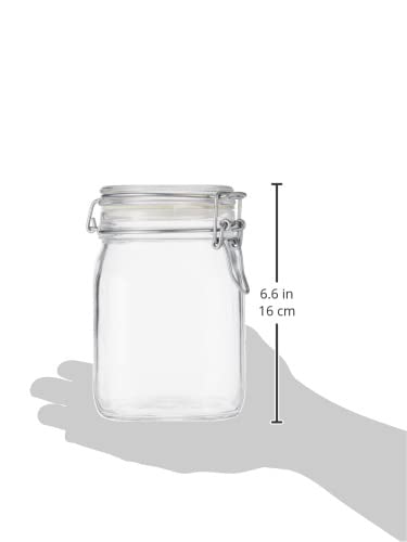 Bormioli Rocco Fido Storage Jar-Wire Bail-1 L-1 Pack, 1 liter, Clear