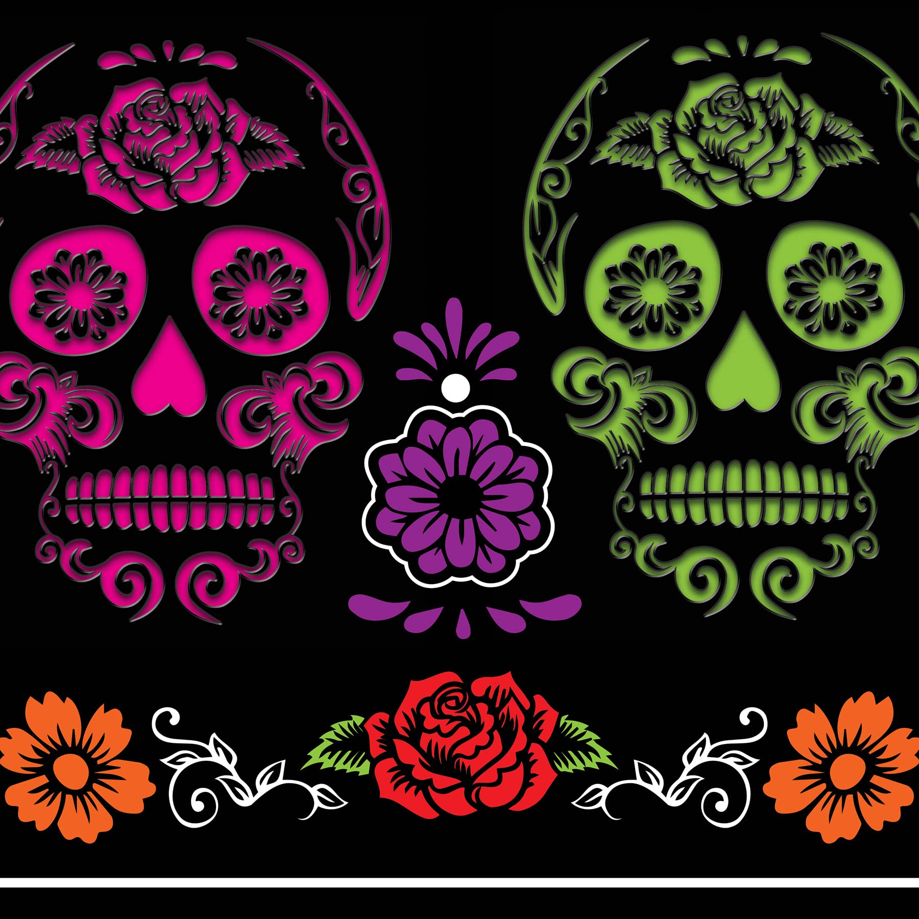 Beistle Day of the Dead Tablecovers, 54” x 108”, 2 Pieces – Plastic Table Cloth, Rectangular Tablecloth, Table Covers for Party, Mexican Tablecloth, Day of the Dead Decorations, Fiesta Party Supplies