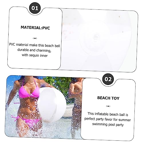 Kisangel 3pcs Glitter Beach Ball Summer Pool for Kids Mini Inflatable Pool Mini Pool for Kids Inflatable Glitter Beach Ball Pool Party Float Inflatable Toy Ball PVC Water Toy for Kids Flash