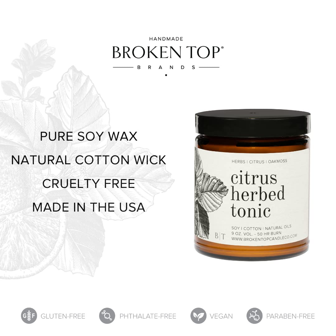Broken Top Candle Company Citrus Herbed Tonic Amber Jar Candle, 9 OZ