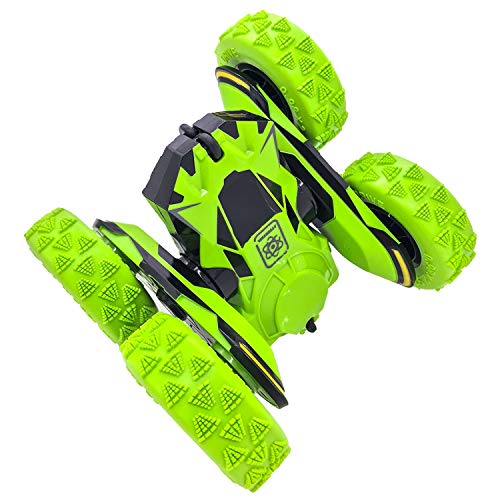 Threeking RC Stunt Cars Remote Control Car Double-Sided Driving 360-degree Flips Rotating Car Toy, Green