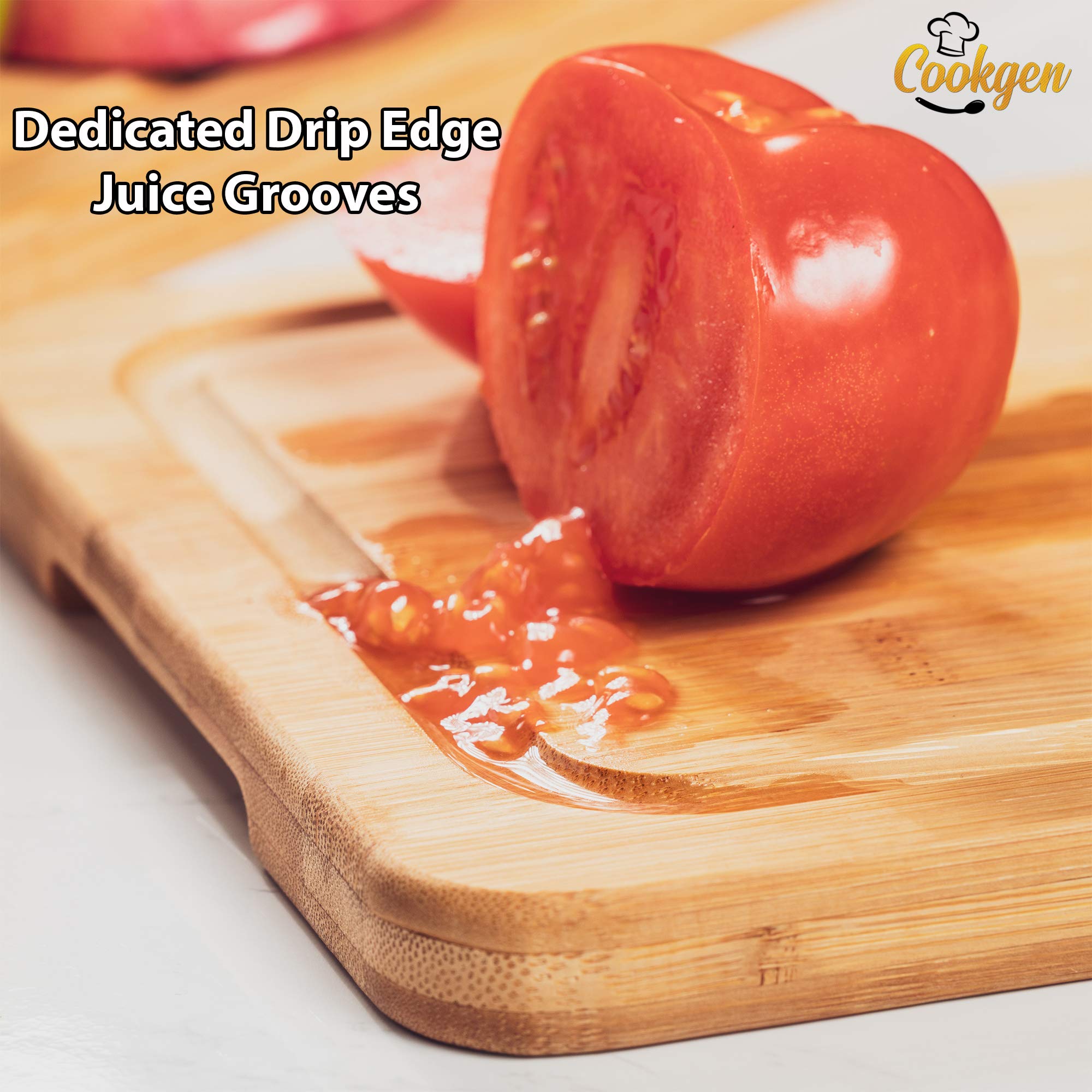 Bamboo Cutting Board (Extra Large) - Organic Wooden Cutting Boards for Kitchen, Vegetable & Meat Cutting Board - Cutting Board with Juice Groove, Handles & Hanging Hole