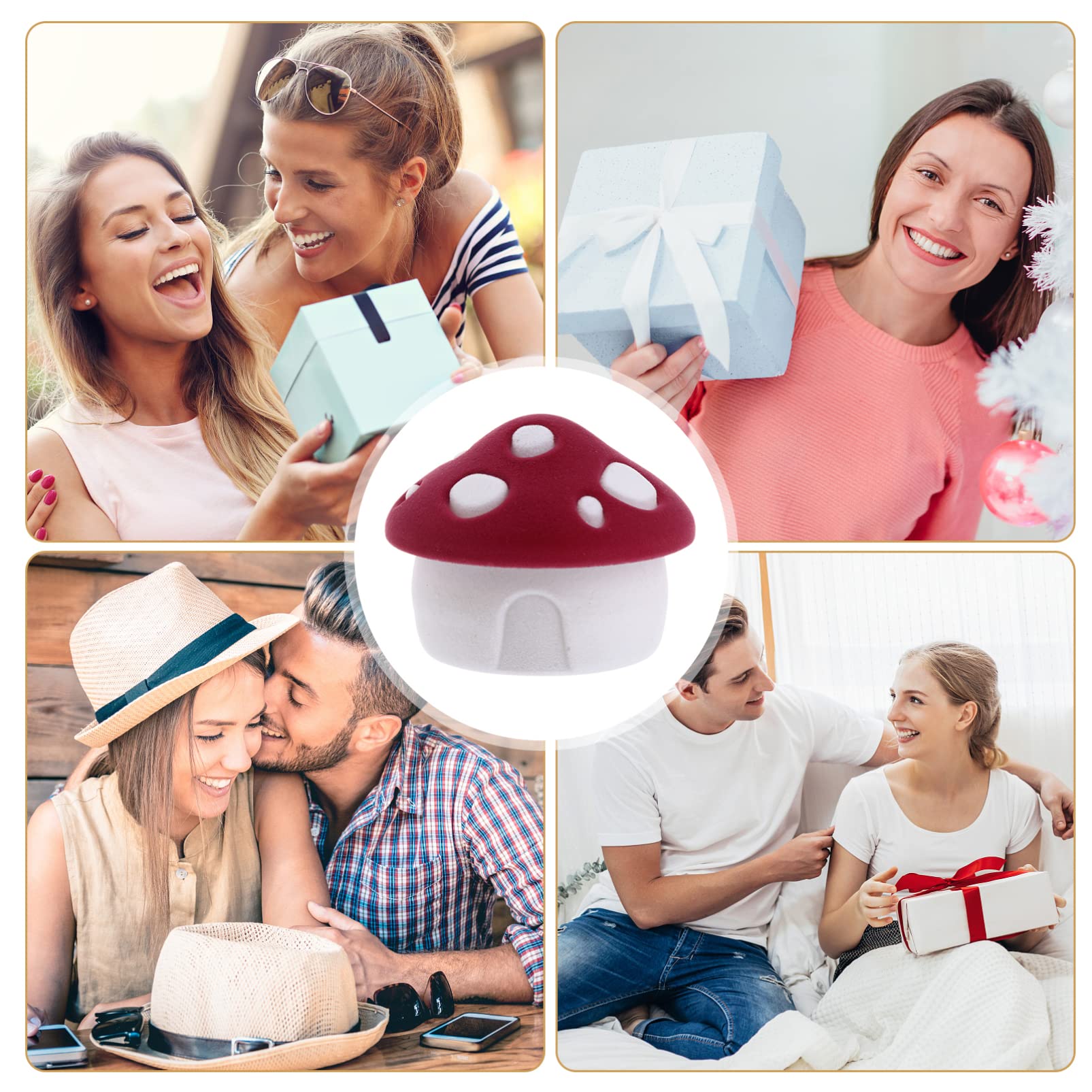 Cabilock Box Organizers Delicate Organizer Wedding Party Gift Anniversary and Keepsake Container Display Trinket Flannal Flannel Proposal Mushroom Schmuckschatulle Rings Single Red Day