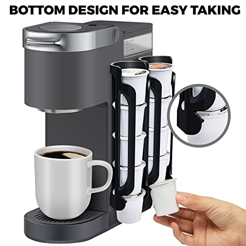 Kedofa K Cup Holder for Keurig- Coffee Pods Holder Side & Wall Mount Hanging- K-cups Pods Organizer, K-pod Storage Stands Rack- Save kitchen Space- Black (2 Rows/for 10 K Cups)