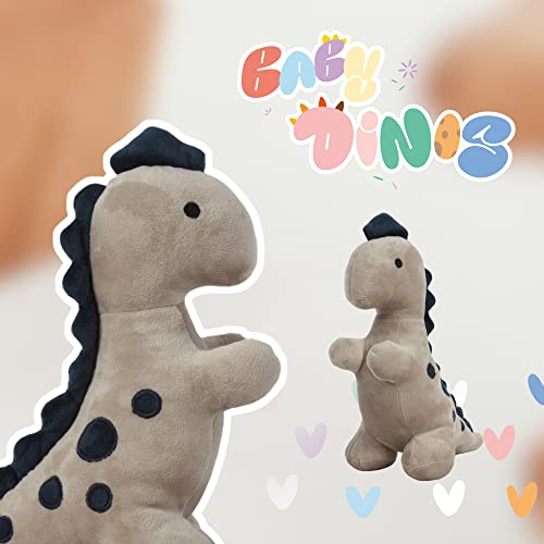Linzy Plush 10.5'' Titan Baby Soft Plush Dinosaur, Gray Color, Huggable and Cuddly Bedtime Plush Toy, Stuffed Animals Dinosaur for Baby. 10.5'' Standing High.