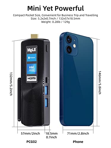 MeLE PCG02 Fanless Mini PC Stick Desktop Computer Windows 11 Pro J4125 8GB 128GB HDMI Compute Stick, Support PXE Unlocked Bios, Micro PC Auto Power on Industry IoT Media Business Office Linux