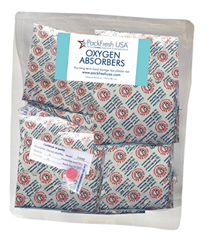 PackFreshUSA: 50 Pack - 1000cc Oxygen Absorber Packs - Food Grade - Non-Toxic - Food Preservation - Long-Term Food Storage Guide Included