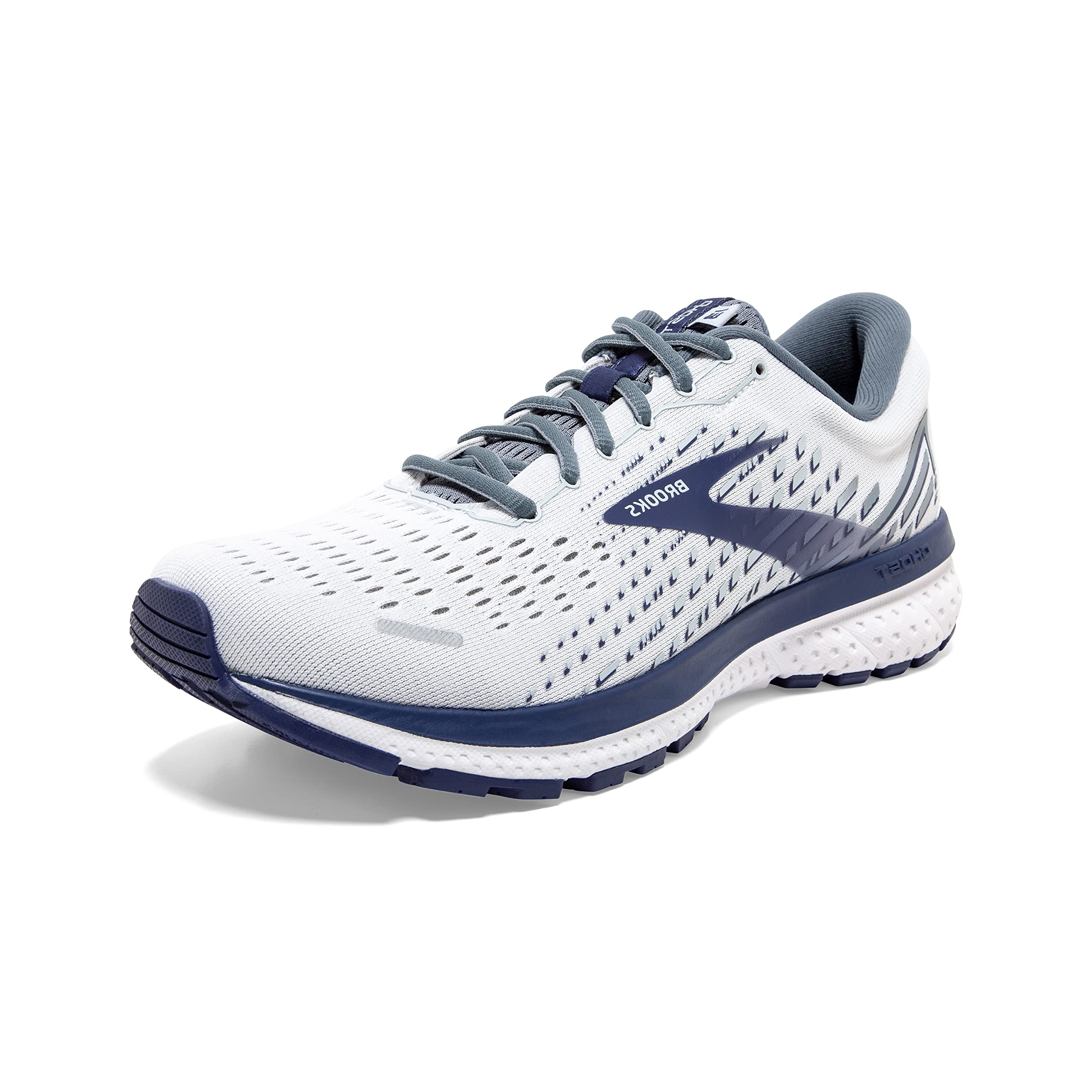 Brooks Men's Ghost 13 Running Shoe - White/Grey/Deep Cobalt - 11.5 Narrow