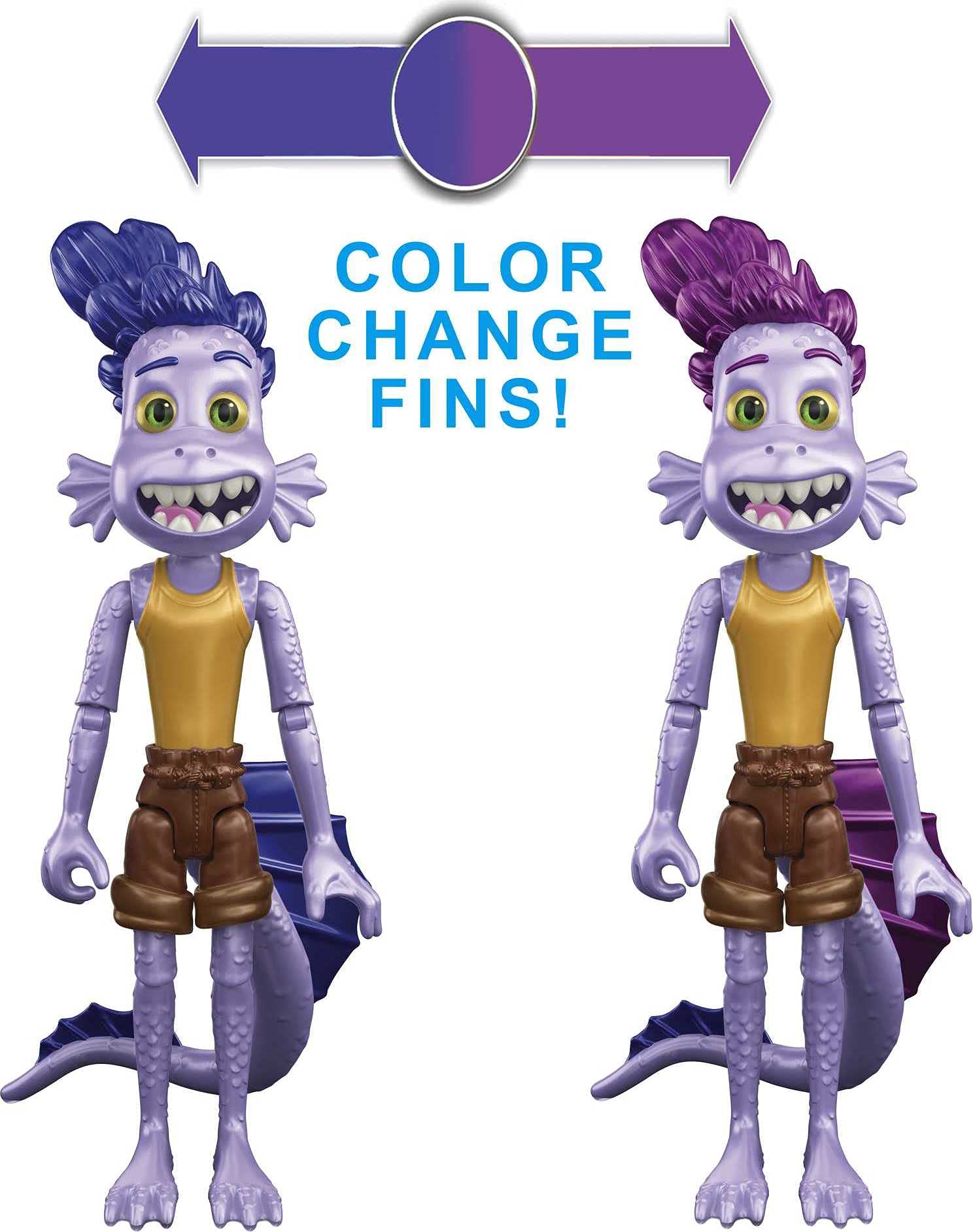 Mattel Pixar Luca Alberto Scorfano Action Figure Movie Toys, Highly Posable with Color Change Elements, Swappable Parts & Authentic Look, Kids Gift Ages 3 Years & Up