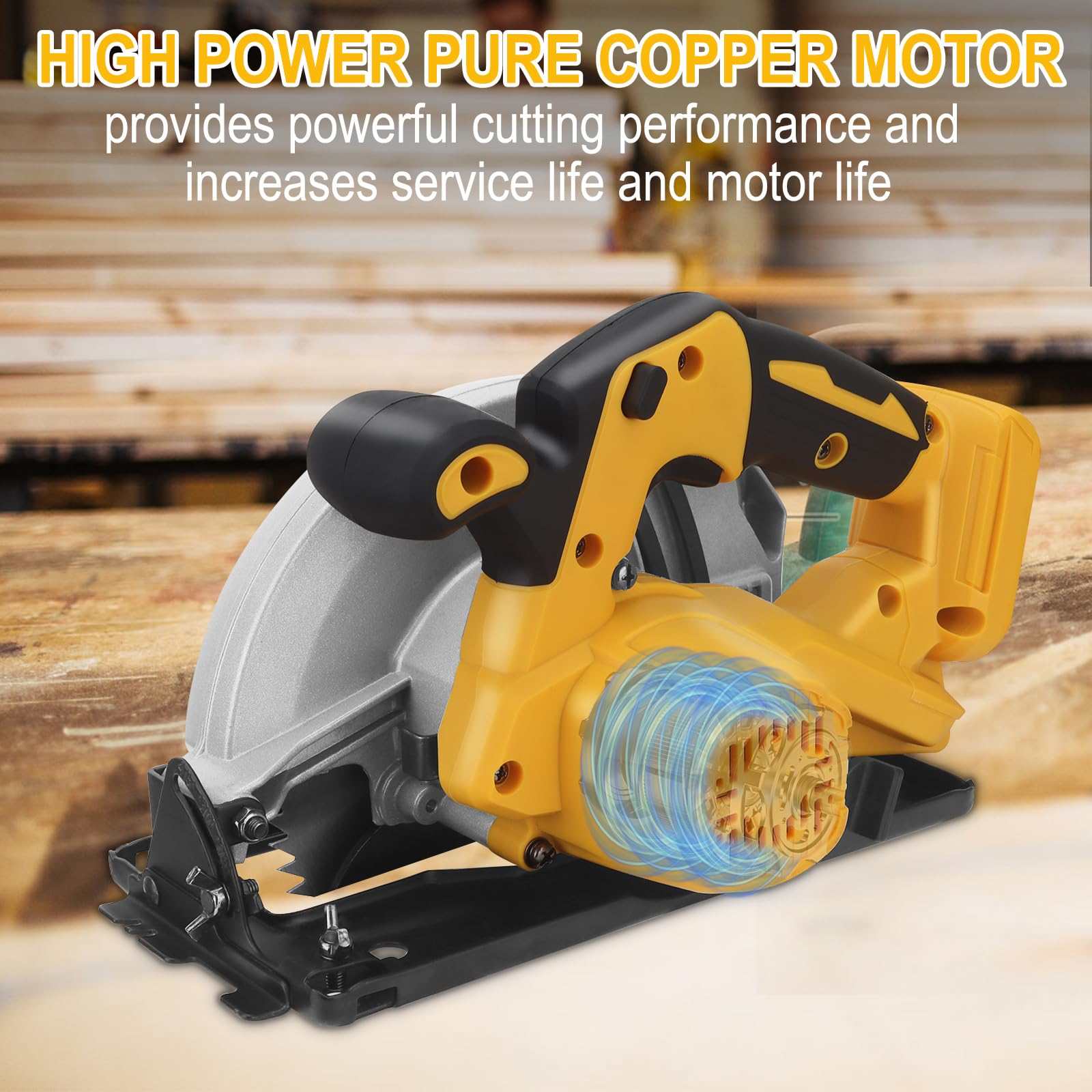 Circular Saw Cordless for Dewalt 20V Battery, Power Circular Saws with 7-1/4-inch Saw Blade,Cutting Depth 2-9/16" (90°), 1-3/5" (45°) Tile Saw, 200 W Brushless Motor for Wood, Plastic, Soft Metal