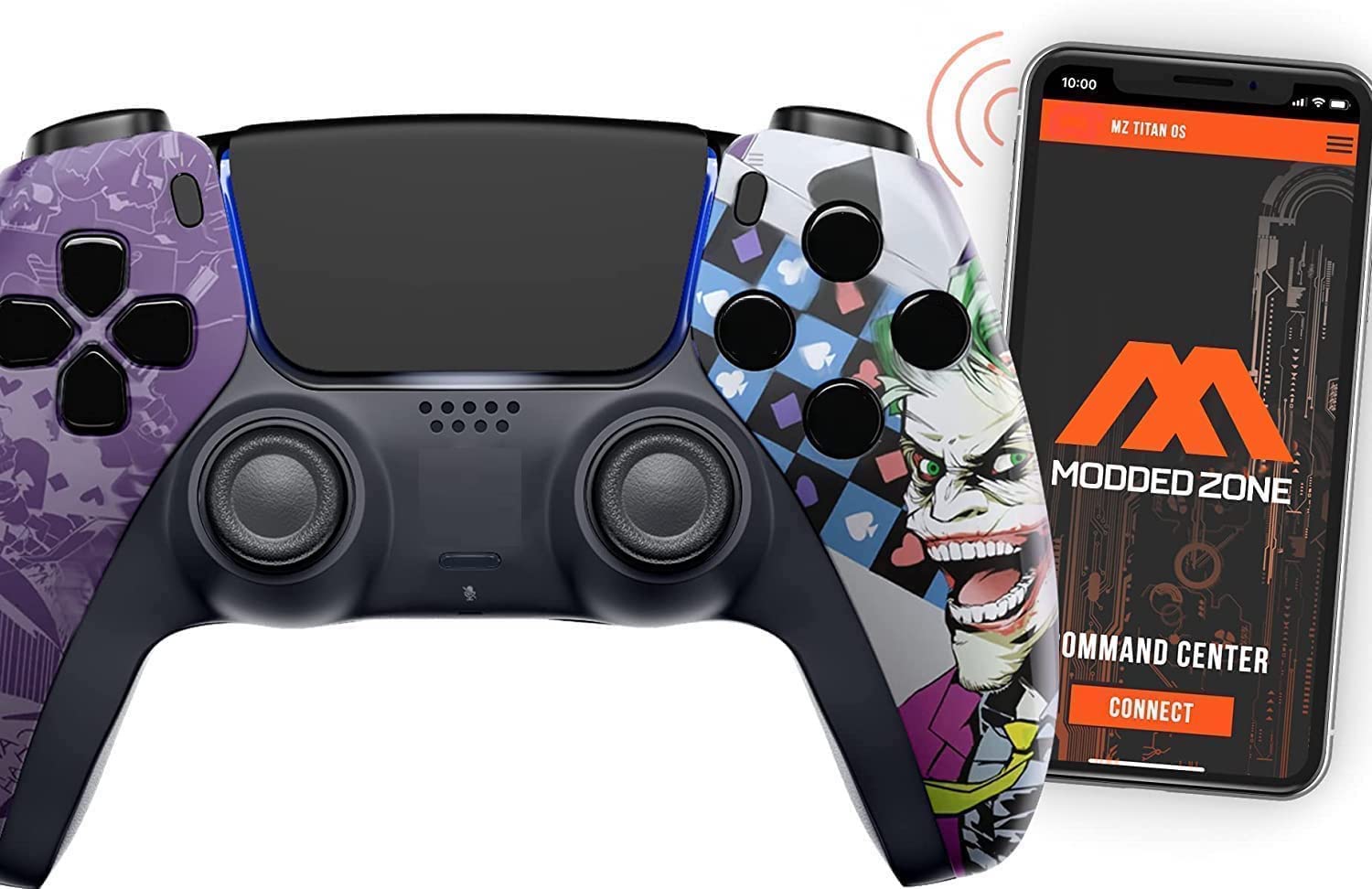 Joker Cards Custom Rapid Fire, Anti Recoil, Macros MODDED Wireless Controller for PS5 & PC - Unique Smart Mods for ps5 controller controlled by the APP. Best for FPS Games. Enhanced Gaming Experience