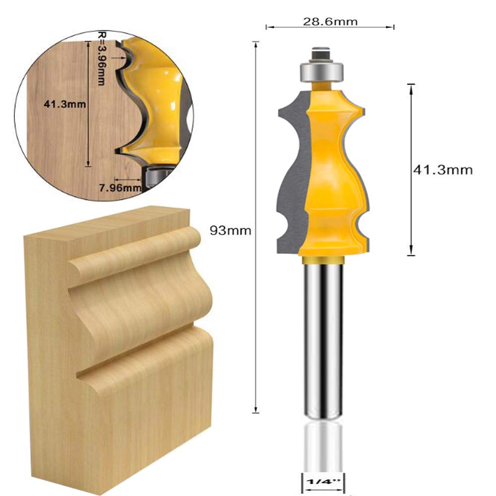 LEATBUY Architectural Molding Router Bit Set 1/4-Inch Shank 5 PCS, Corner Rounding Edge-Forming Woodworking Beading Router Bits Sets Tool Wood Table Door Cabinet Cutter(1/4-Line)