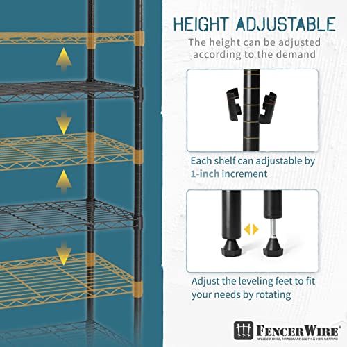 Fencer Wire NSF Adjustable Height Wire Shelving Unit w/Liner, Basement Storage Shelving, Metal Steel Storage Shelves, Kitchen, Garage Shelving Storage Organizer, Utility Shelf, 3-Tier W/Liners