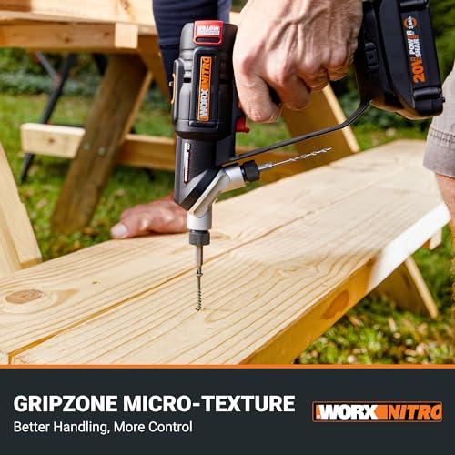 Worx Nitro 20V SwitchDriver 2.0, 2-in-1 Brushless Cordless Drill Driver, Drill Set Rotatable Dual 1/4" Chucks, Compact Cordless Drill with Digital Torque Setting WX177L β (Battery & Charger Included)