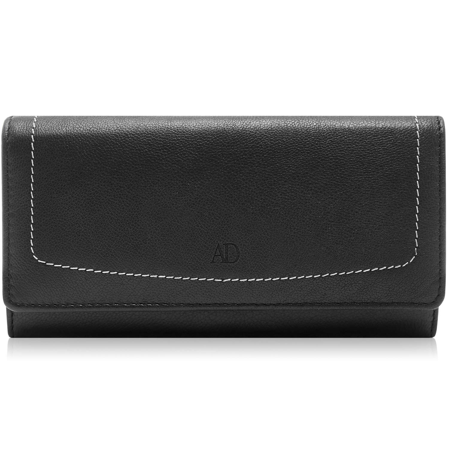 Leather Clutch RFID Wallets For Women - Big Womens Wallet Accordion Purse Organizer Zip Coin Pouch Gifts For Women